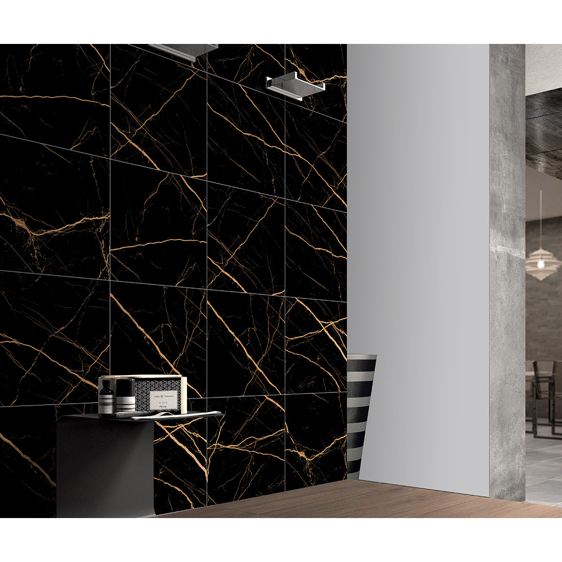 Atlantis 60x60cm Black Gold Matt Wall and Floor Tiles– ROSE TILES