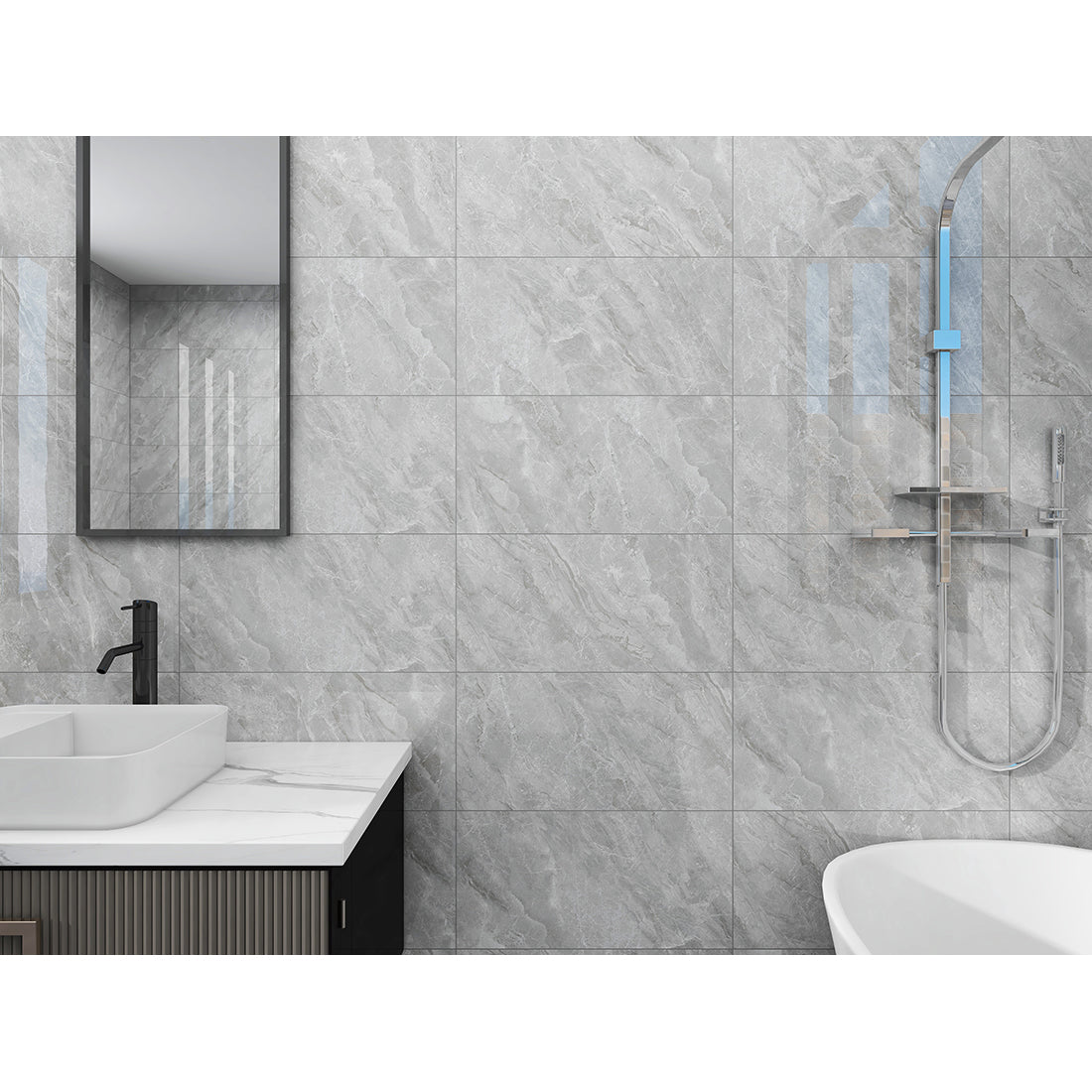 Zenith 30 x 60cm Light Grey Polished Wall and Floor Tiles– ROSE TILES